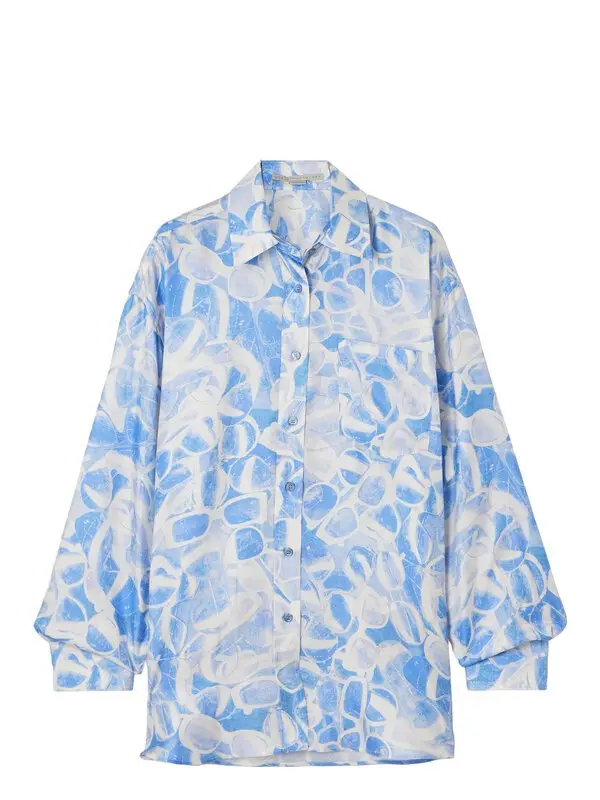 Stella McCartney Printed Silk-twill Shirt - Blue