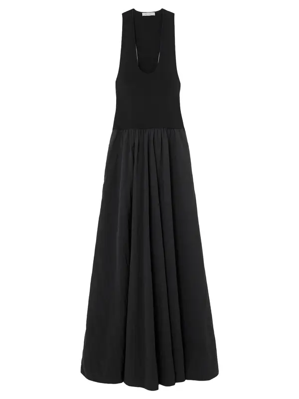 ST. AGNI Ribbed-knit And Poplin Maxi Dress - Black