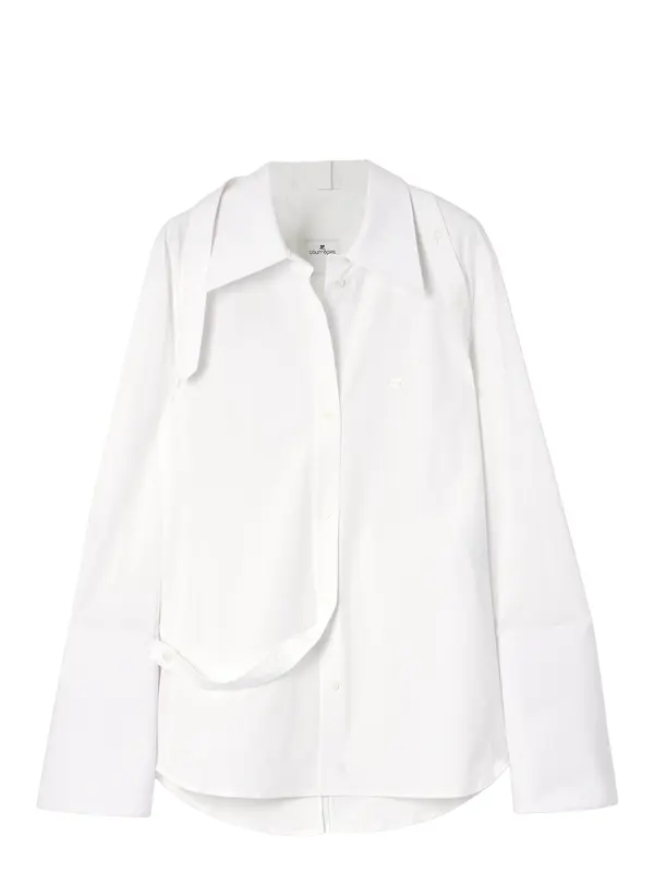 COURREGES Embellished Cotton-blend Poplin Shirt - White