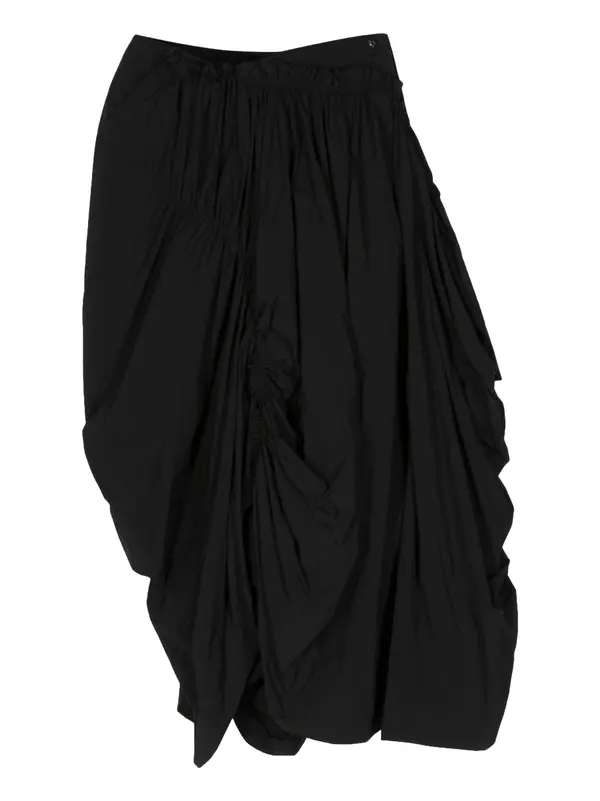 Yohji Yamamoto Asymmetric Draped Midi Skirt - Black