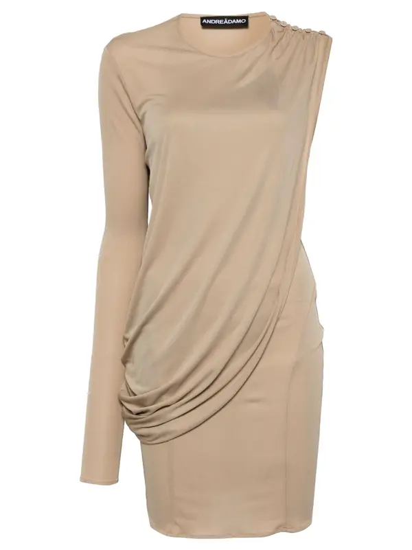 ANDREĀDAMO Asymmetric Draped Dress - Neutrals