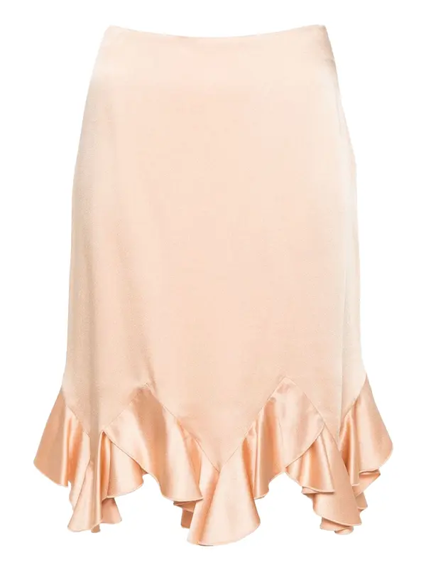 Stella McCartney Ruffled Satin Midi Skirt - Neutrals