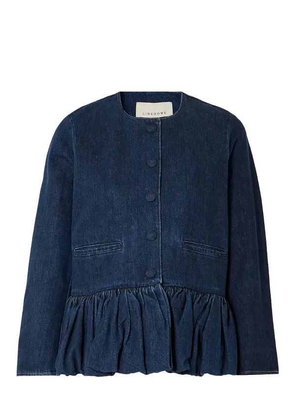 LIBEROWE Denim Peplum Jacket - Blue