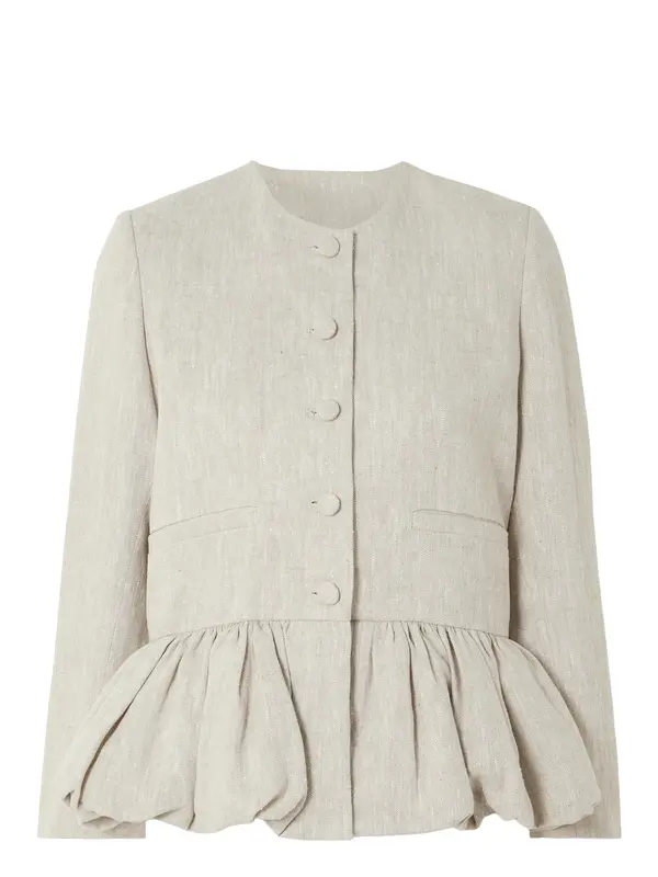 LIBEROWE Linen Peplum Jacket - Neutrals
