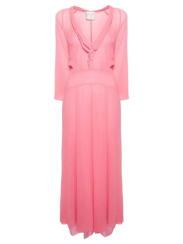 FORTE_FORTE Flared Crinkled Maxi Dress - Pink