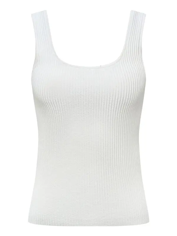 12 STOREEZ Ribbed-knit Tank Top - White