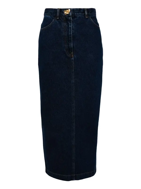 Oscar De La Renta Denim Pencil Skirt - Blue