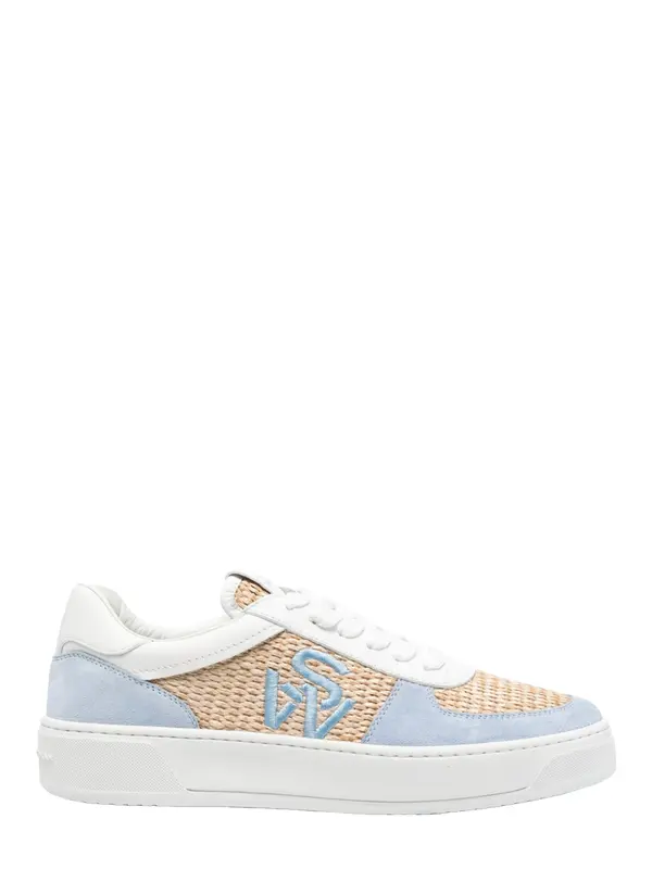 STUART WEITZMAN Courtside Panelled Raffia Sneakers - Blue