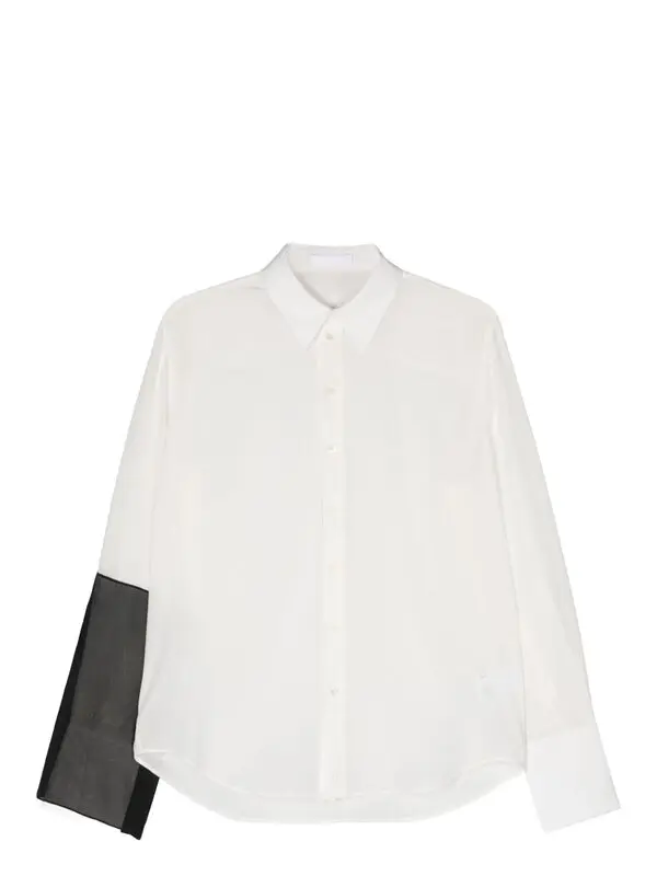 Helmut Lang Logo-embroidered Silk Shirt - White