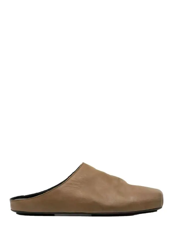 UMA WANG Square-toe Leather Mules - Brown