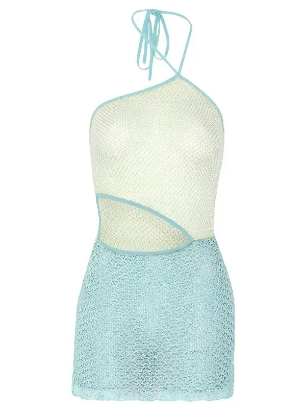 ROBERTA EINER Jasmine Sheer Knit Mini Dress - Teal