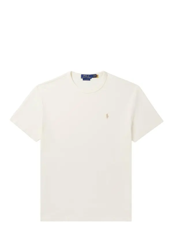 Polo Ralph Lauren Logo-embroidered Cotton-jersey T-shirt - Neutrals