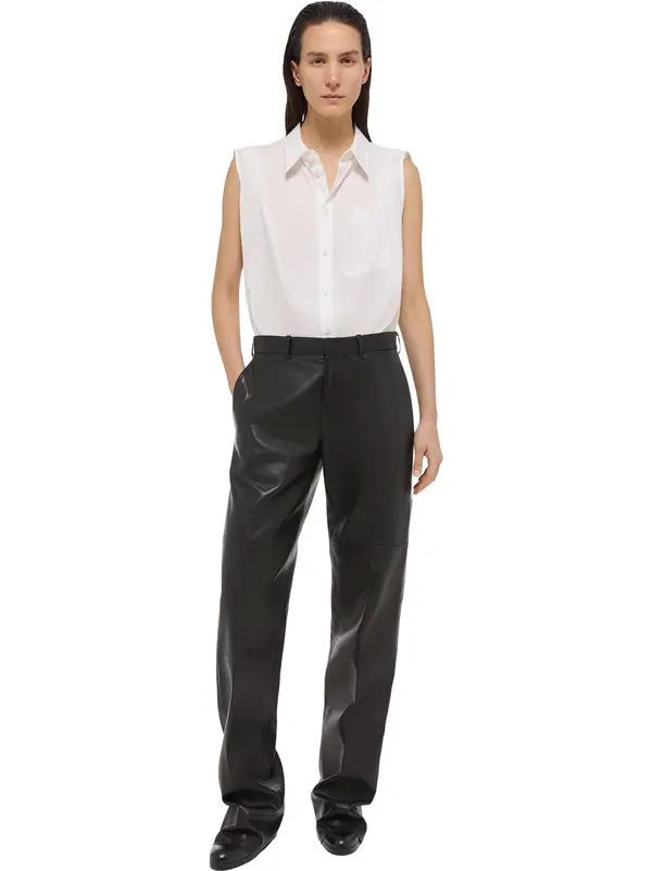 Helmut Lang Nappa Leather Relaxed Carpenter Pants - Black