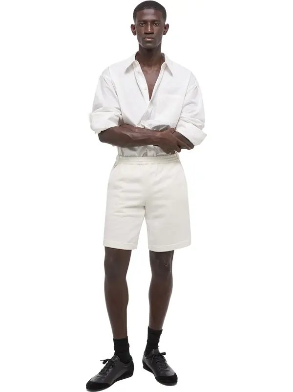 Helmut Lang Cotton Fleece Seatbelt Shorts - Ivory