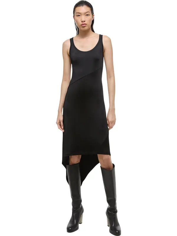 Helmut Lang Jersey Scarf Hem Tank Dress - Black