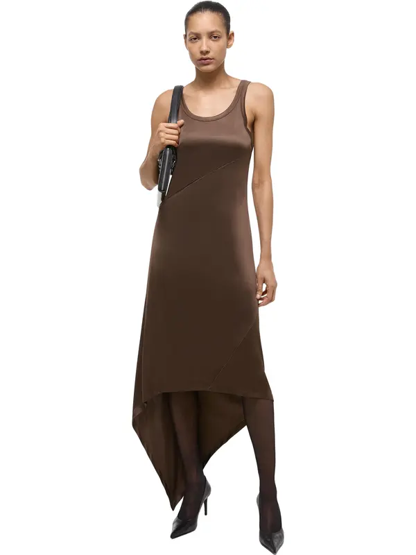 Helmut Lang Jersey Scarf Hem Tank Dress - Mushroom