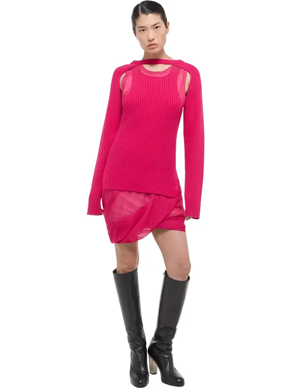 Helmut Lang Silk Bubble Dress - Fuchsia