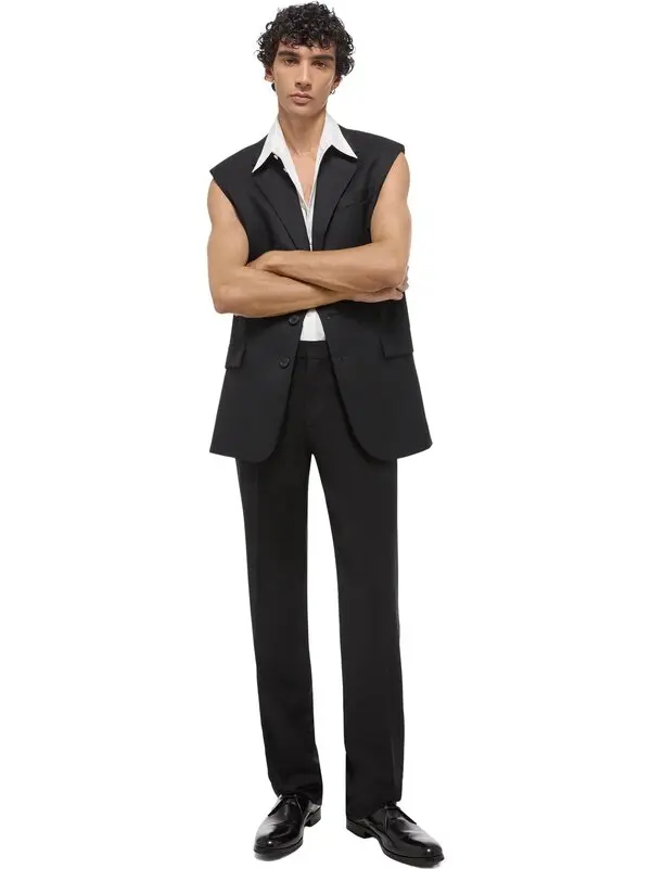 Helmut Lang Virgin Wool Sleeveless Blazer - Black