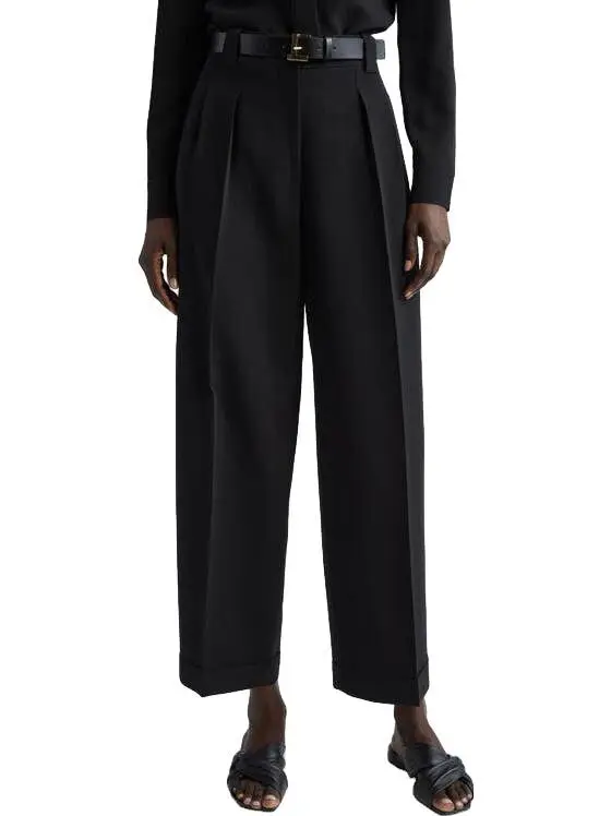 Lafayette 148 New York Wyatt Pleated Crepe Pants - Black