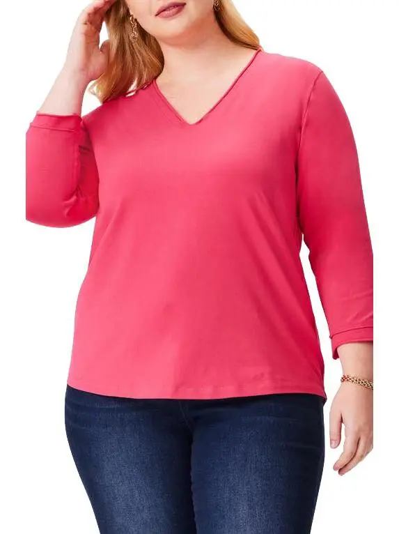 NIC+ZOE Three-quarter Sleeve Top - Bright Rose