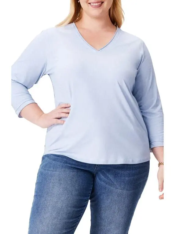 NIC+ZOE Three-quarter Sleeve Top - Powder Blue