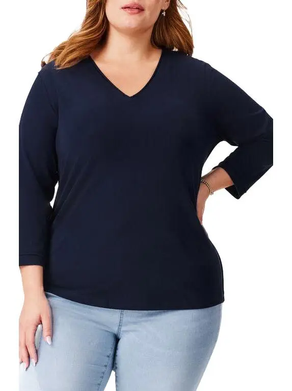 NIC+ZOE Rolled Detail Top - Dark Indigo