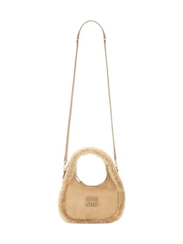 Miu Miu Camoscio Shearling Wander Bag - Sabbia