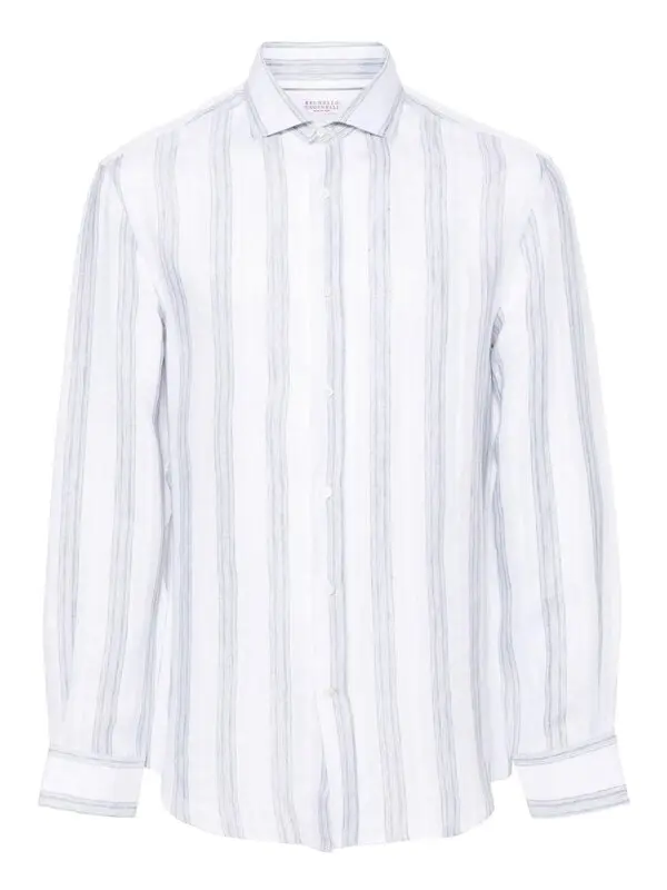 Brunello Cucinelli Striped Linen Shirt - White