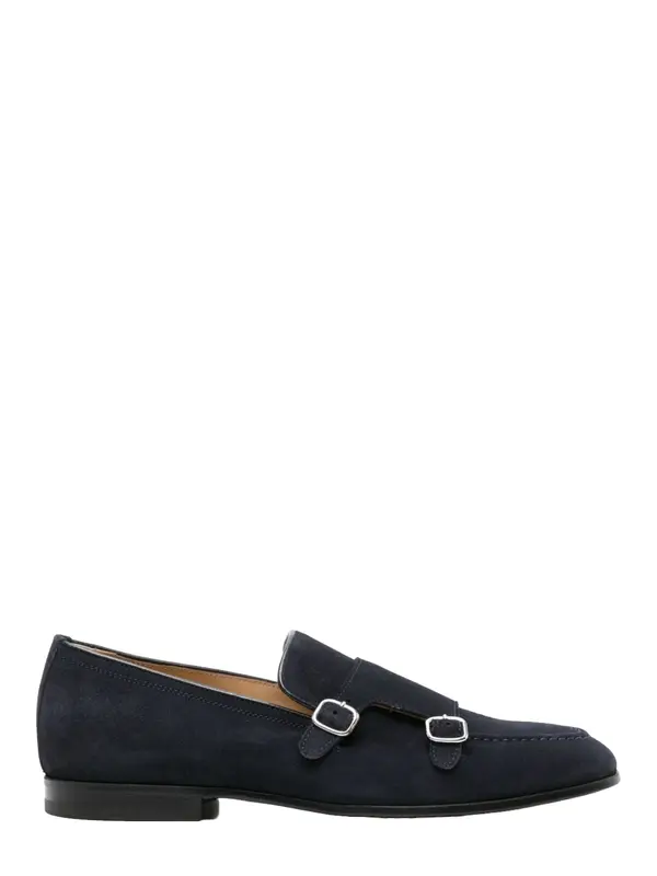 SCAROSSO Ernesto Suede Monk Shoes - Blue