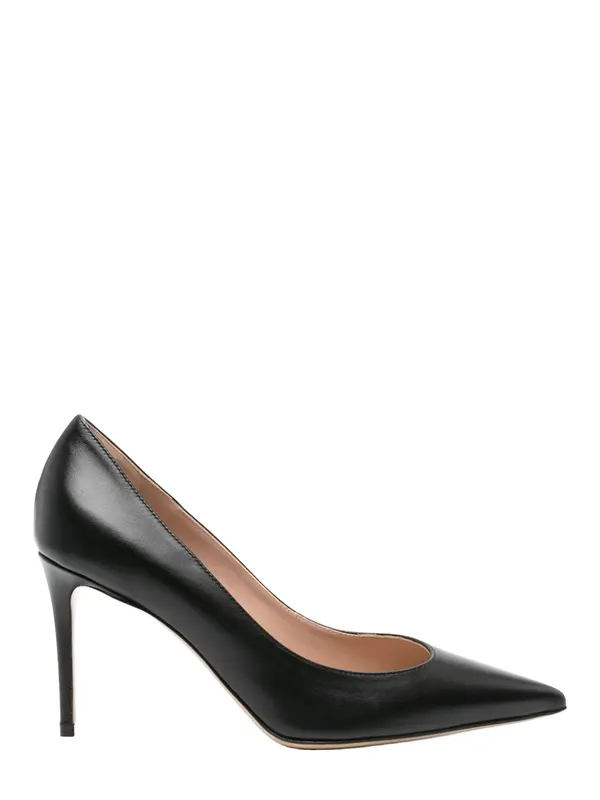 SCAROSSO Greta 90mm Leather Pumps - Black