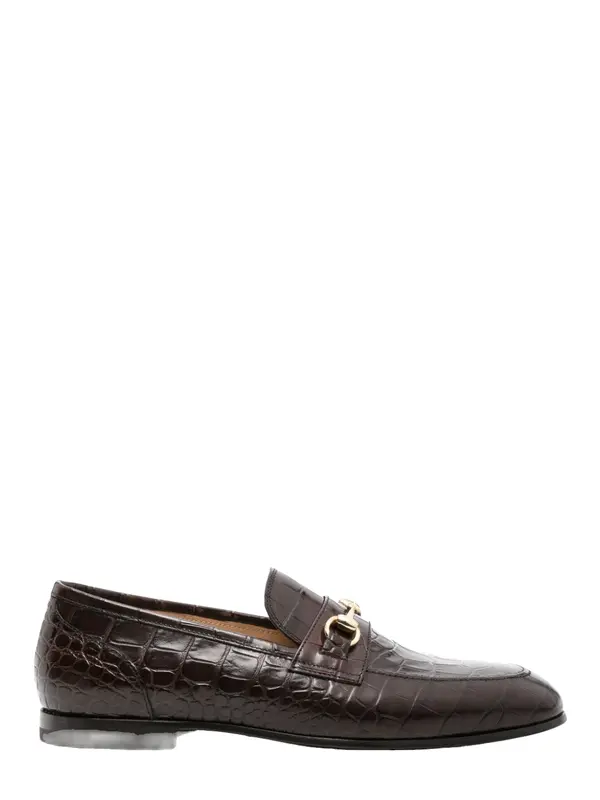 SCAROSSO Alessandro Embossed Crocodile Loafers - Brown