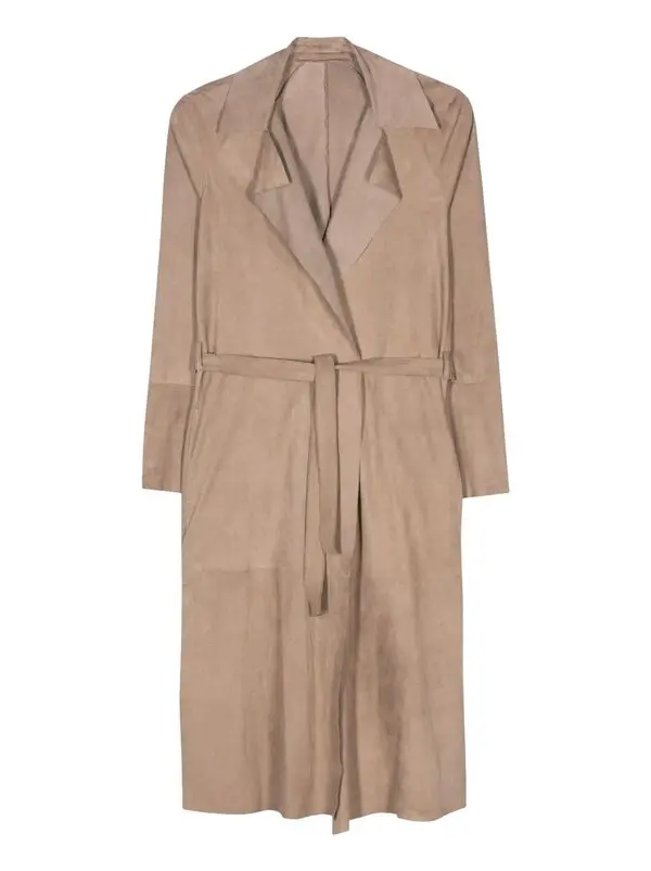 SALVATORE SANTORO Belted Suede Coat - Brown