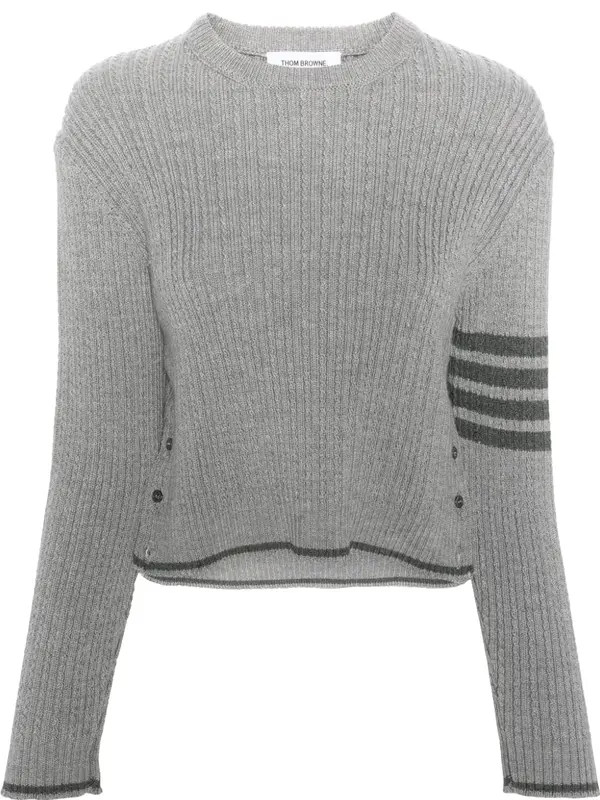 Thom Browne 4-bar Cable-knit Jumper - Grey