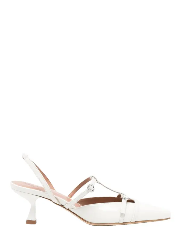 SCAROSSO 50mm Selena Patent-leather Pumps - White
