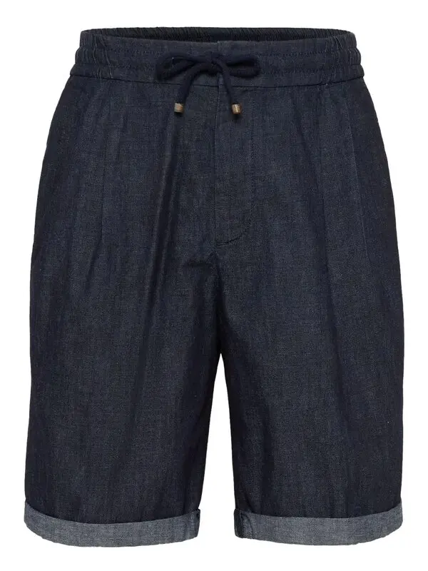 Brunello Cucinelli Drawstring-waist Denim Shorts - Blue
