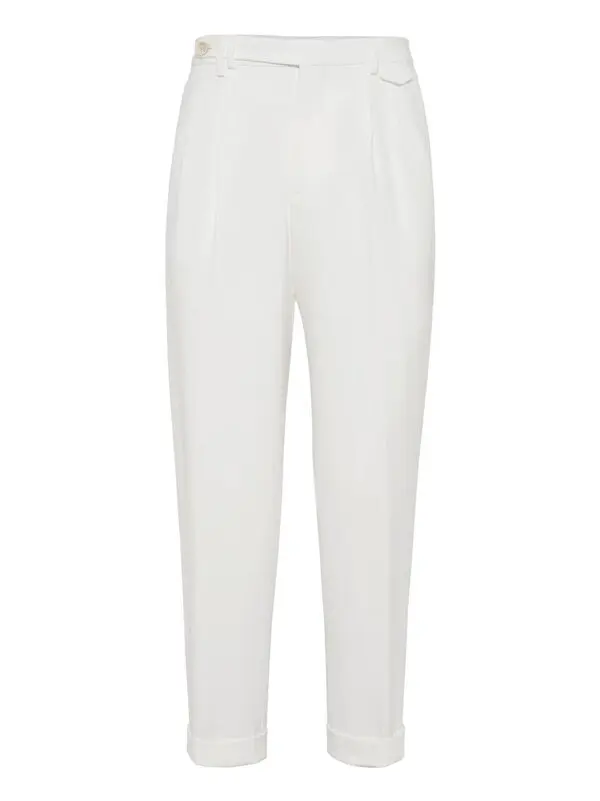 Brunello Cucinelli Straight-leg Cotton Trousers - White