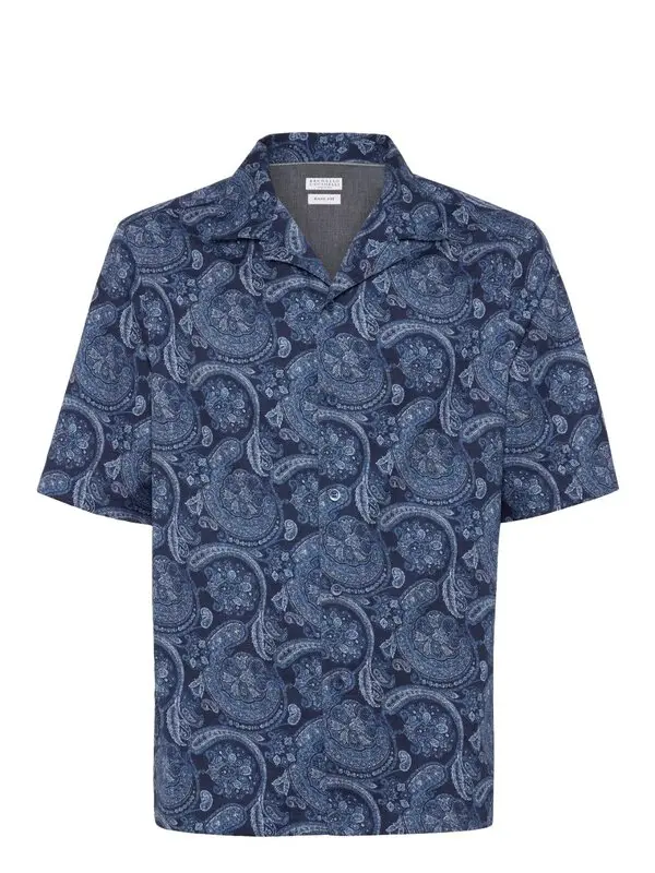 Brunello Cucinelli Paisley-print Cotton Shirt - Blue