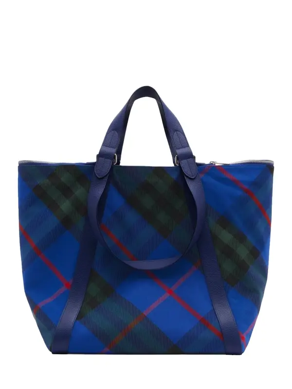 Burberry Check Print Tote Bag - Blue