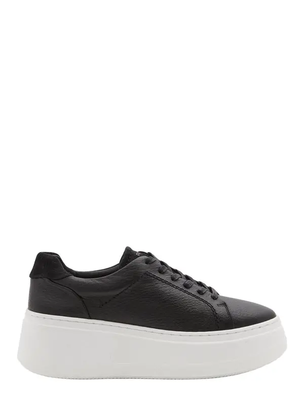 REISS Connie Leather Platform Trainers - Black