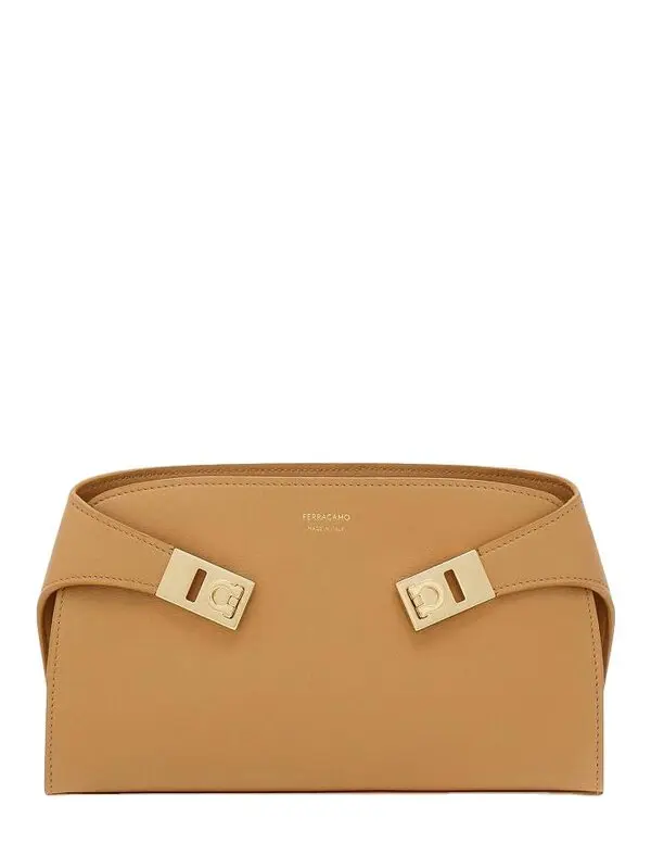 FERRAGAMO Hug Leather Shoulder Bag - Light Camel