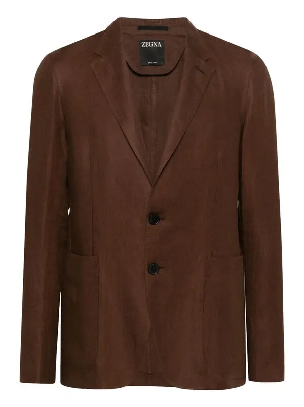 Zegna Single-breasted Linen Blazer - Brown