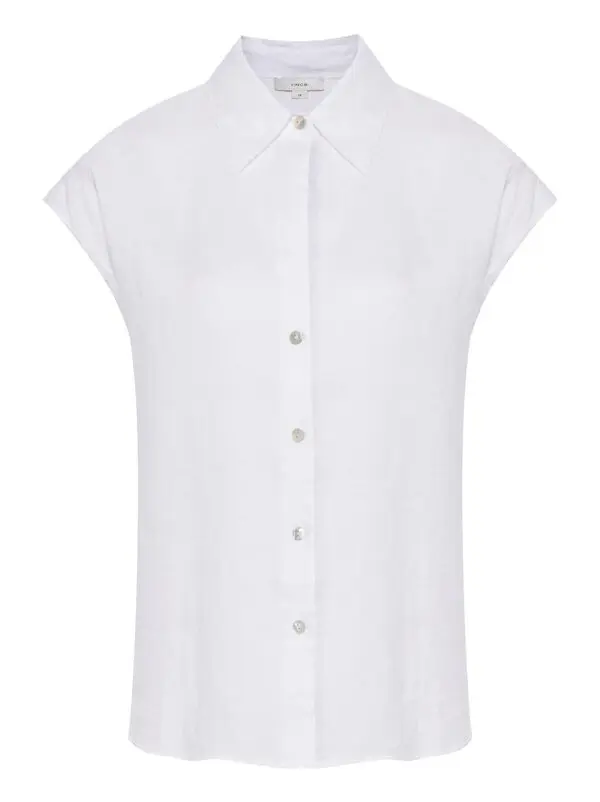 Vince Short-sleeve Linen Shirt - White