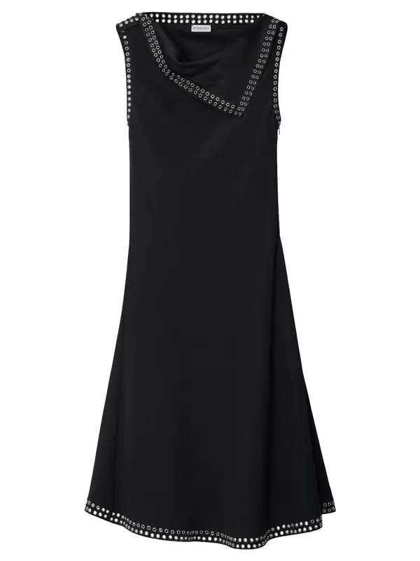 Burberry Eyelet-trim Satin Dress - Black