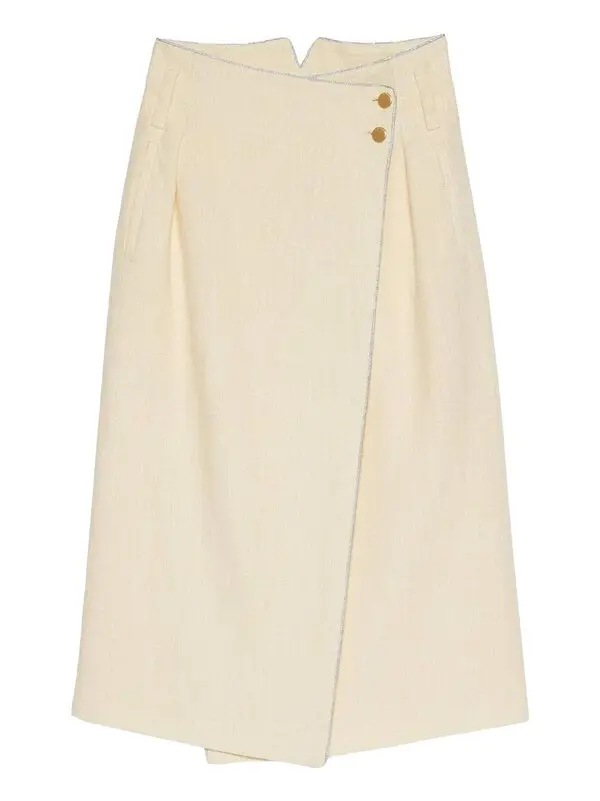 Gucci Asymmetrical Wrap Linen Skirt - Neutrals