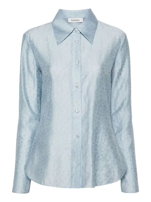 Rodebjer Carmen Floral-embroidered Shirt - Blue