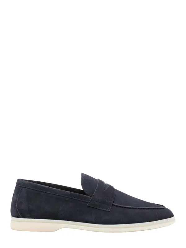 SCAROSSO Luciano Suede Penny Loafers - Blue