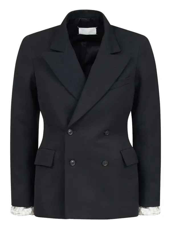 MAISON MARGIELA Double-breasted Wool Blazer - Black