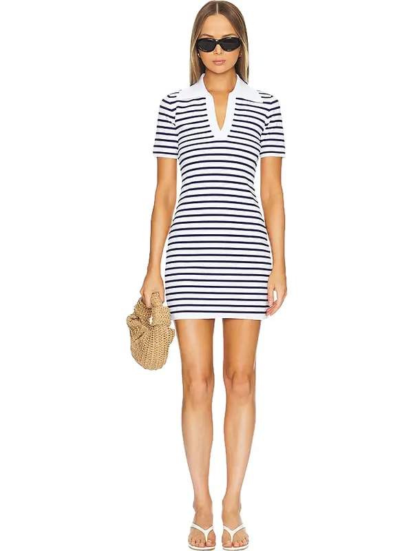 AEXAE Technical Polo Mini Dress - Stripe