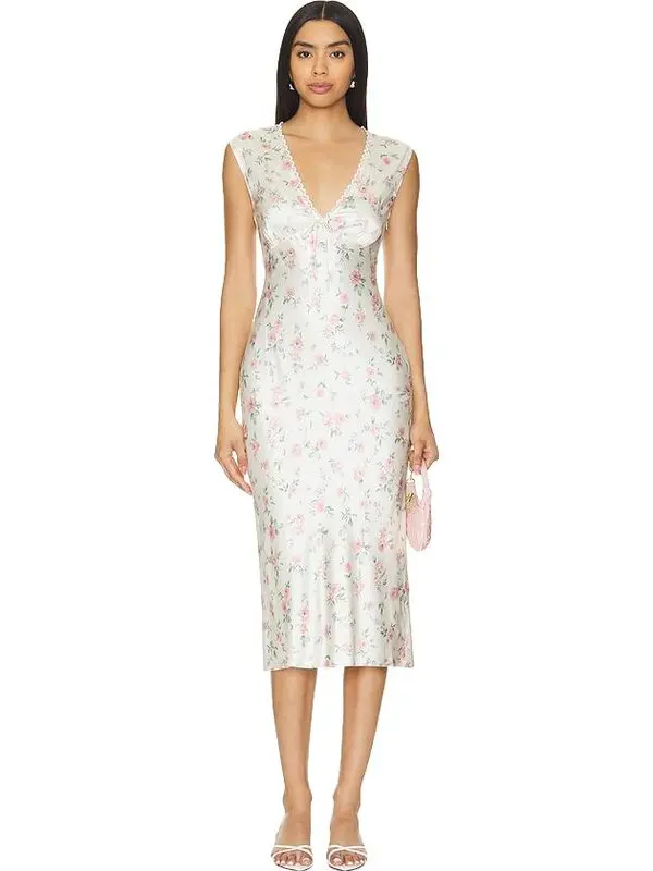 Tularosa Floral Print Midi Dress - Spring Floral Multi