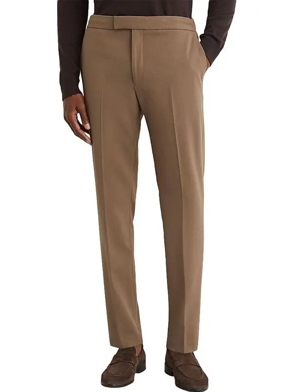 REISS Drawcord Slim Fit Pants - Mink Brown